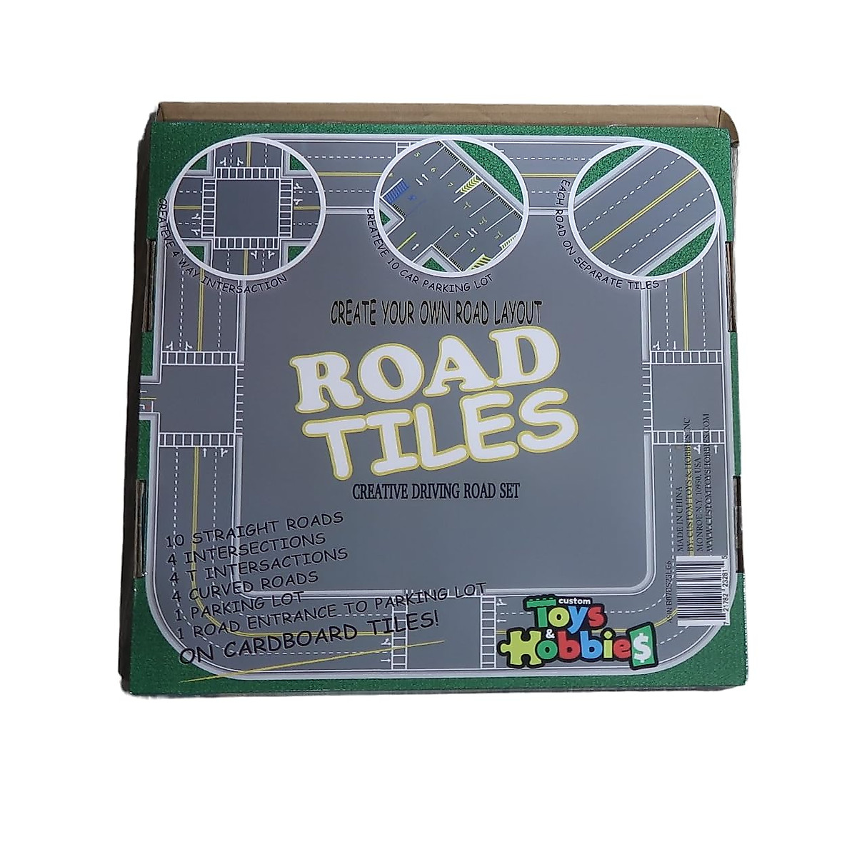 Vinyl Card Road Tiles Paper Road City Town Play Custom Driving Road and Parking Lot for 1/64 Ho Scale Car Track Builder for Kids Best Birthday Gifts Toys Boys Girls Ages 3+ Size of each Tile 12x 12 in