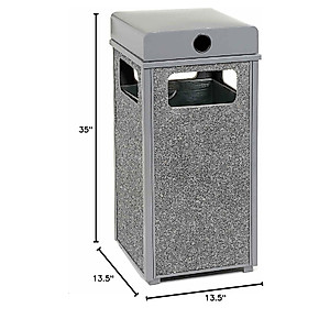 Global Industrial Stone Panel Trash Weather Urn, 13-1/2" Square X 35" H, Gray