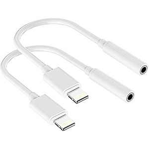Lightning to 3.5mm Adapter, 2 Pack [Apple MFi Certified] iPhone Headphone Adapter Lightning to 3.5mm Audio Aux Jack Adapter Dongle Cable Converter Compatible with 14 13 12 11 XR XS X 8 7 iPad iPod