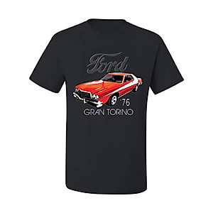 Ford '76 Gran Torino Vintage Car Cars and Trucks Men's Graphic T-Shirt, Black, X-Large
