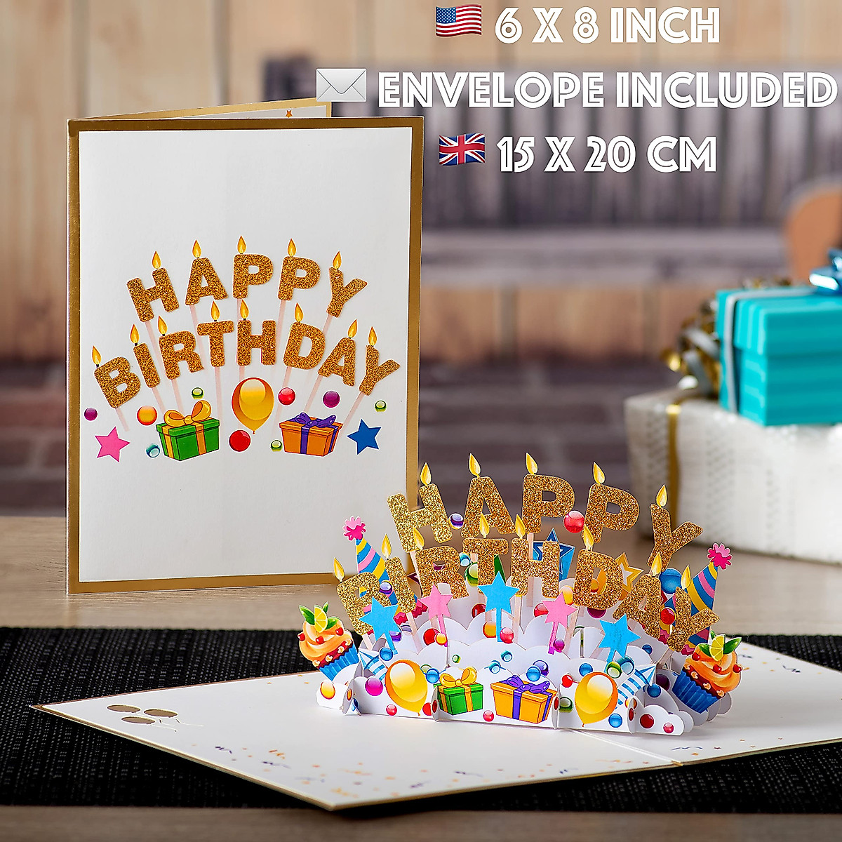 Happy Birthday Pop Up Card by DEVINE Cards | Large 3D Greeting for Women Mom Grandma Flowers Love