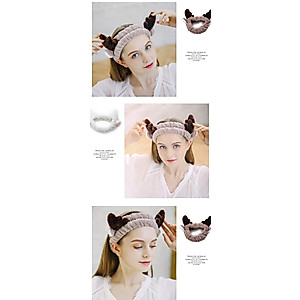 Elk Women's Spa Facial Makeup Headband - Bear Face Mask for Birthdays, Valentines, Christmas - Fleece Headwear for Women & Girls - Coffee