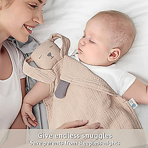 Lulu moon Baby Security Blanket for Unisex, Cotton Muslin Baby Lovey, Soft & Breathable Lovie Baby Gifts for Boys and Girls, 15 * 12 Inch (Soft Hug)