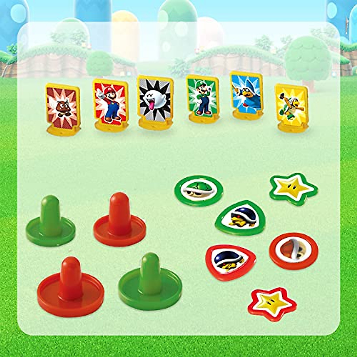 Epoch Games Super Mario Air Hockey, Tabletop Skill and Action Game with Collectible Super Mario Action Figures