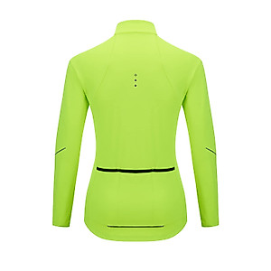 BALEAF Women's Thermal Cycling Jersey Long Sleeve Winter 4 Pockets Bike Fleece Jackets Windproof Cold Weather Fluorescent Yellow XXL