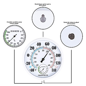 MUMTOP Indoor Outdoor Thermometer-Large Wall Thermometer - 10 inch Weather Thermometers and Hygrometer, No Battery is Required Wall-Mounted for Patio Home or Outside