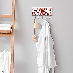 Coat Rack Wall Mounted, 5 Rail Wall Decorative Hooks Hanging for Clothes Hat Towel Purse Key, 7 Inches, 4.4lbs(Max), Traced Hot Pepper