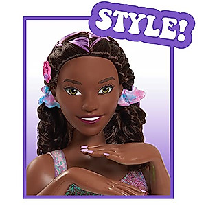 Barbie Tie-Dye Deluxe 21-Piece Styling Head, Black Hair, Includes 2 Non-Toxic Dye Colors, Kids Toys for Ages 3 Up by Just Play