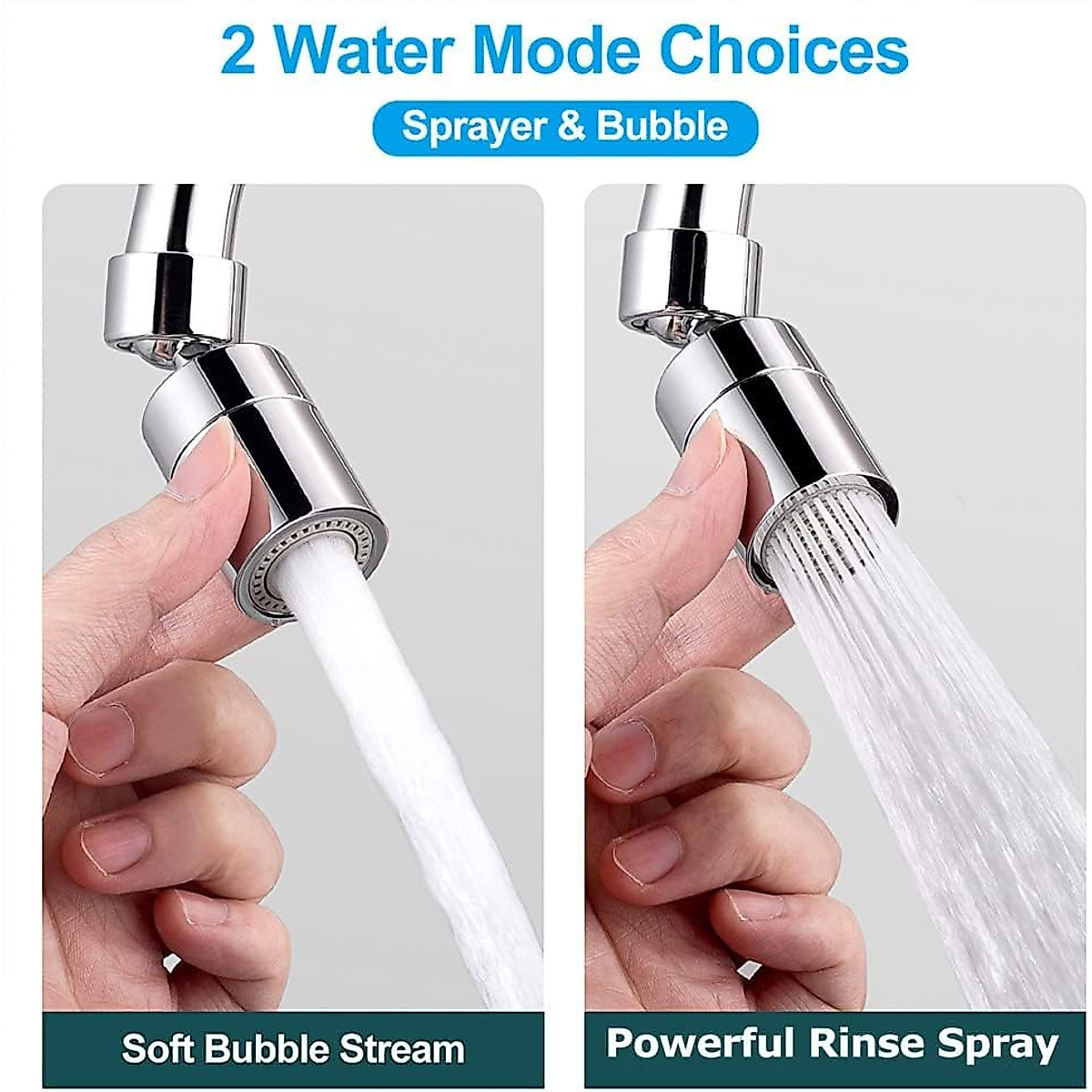 YOXITIXOY YSQ Aerator, 80-Degree Big Angle Swivel, Dual-Function Kitchen Faucet Accessory, Polished Brass & ABS Material, 360° Swivel, Universal Fit (5.59x1.3 inches)