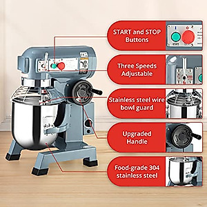 Garvee Stand Food Mixer 10QT, 450W Commercial Food Mixer with Stainless Steel Bowl, Heavy Duty Countertop Mixers with Dough Hooks Whisk Beater for Restaurant Bakery Pizzeria, 3 Speeds Adjustable