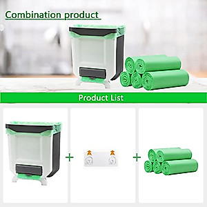 Hanging Trash Can and Dedicated Biodegradable Trash Bags 5 Rolls