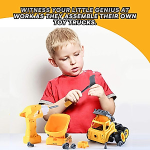Construction Toys ︱Building Take Apart Toys with Electric Drill ︱Converts to Remote Control Car︱3 in 1 Take Apart Vehicles for Toddlers and Boys 3,4,5,6,7 Years Old ︱Truck Toys as