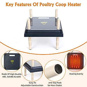 Pitalok Brooder Heater for Chicks: Chick Brooder Heating Plate with Easy- Cleaning Plate Poultry Coop Heater Chicks Warmer 10" x 10" for 15 Chicks Adjustable Height Brooding Heater 15 Watts