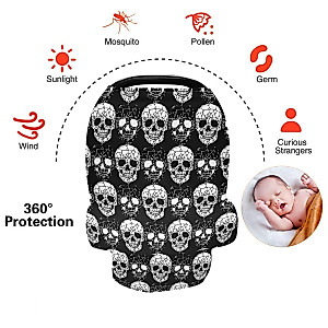 Nursing Cover Breastfeeding Scarf Gothic Skull- Baby Car Seat Covers, Stroller Cover, Carseat Canopy (n)