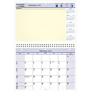 2022 Wall & Desk Calendar by AT-A-GLANCE, 11" x 8", Small, Monthly, Wirebound, QuickNotes, Daily Blocks 1-1/4” x 1-1/4” (PM5028)