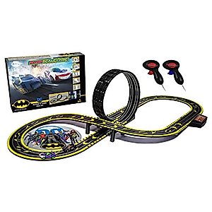 Scalextric Micro Scalextric Justice League Batman vs Joker Battery Powered 1:64 Slot Car Race Track Set G1155T ,Black