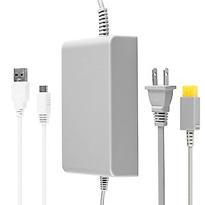 AreMe AC Power Supply Adapter for Wii U Console + USB Charging Cable Cord for Wii U Gamepad