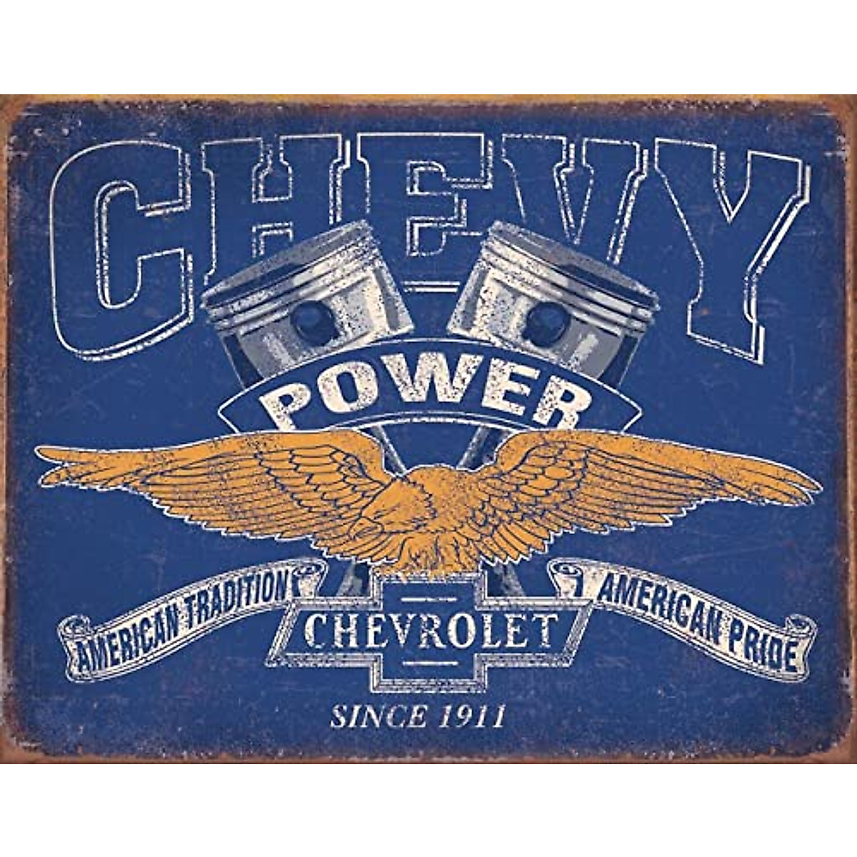 Desperate Enterprises Chevy Power Tin Sign - Vintage Wall Decor