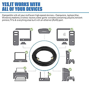 DbillionDa Cat8 Ethernet Cable, Outdoor&Indoor, 1.5FT Heavy Duty High Speed 26AWG Cat8 LAN Network Cable 40Gbps, 2000Mhz with Gold Plated RJ45 Connector, Weatherproof S/FTP UV Resistant for Router
