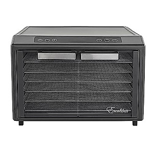 Excalibur Electric Food Dehydrator Select Series 6-Tray with Adjustable Temperature Control Includes Chrome Plated Drying Trays Stainless Steel Construction and Glass French Doors, 700-Watts, Black
