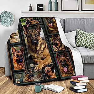 ChriHome BEDBLK Flannel Blanket 3D German Shepherd Print Cozy Plush Dog Blanket Large Soft Sofa Bedding Couch Throw Blanket All Season Use TV Office Nap Blankets (3D German Shepherd, 60'' x 50'')