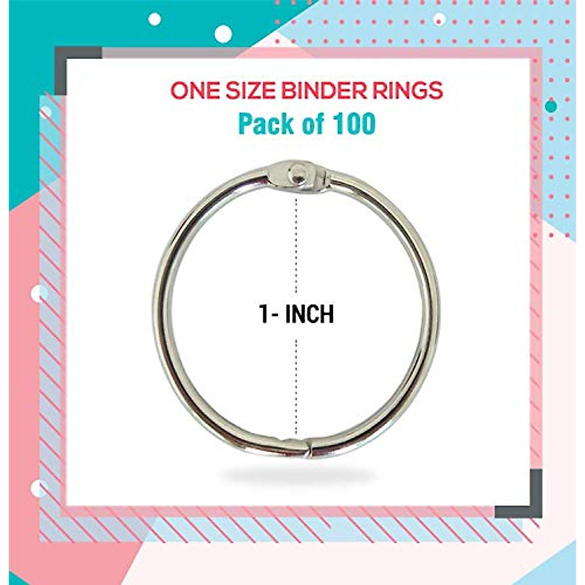LIVINO 100 pcs Binder Rings, 1 Inch Nickel Plated Metal Book Rings, Loose Leaf Binder Rings for School, Home, Office and Key Rings Or Key Chain for Documents and Flash Card Binder