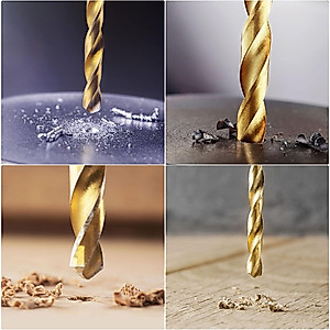 uxcell High Speed Steel Straight Shank Twist Drill Bit Fully Ground Titanium Coated 7.1mm Drill Diameter 109mm Total Length 60mm Drill Bit Length