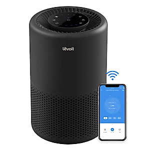 LEVOIT Air Purifiers for Home Large Room, Black & Air Purifier Replacement Filter, 3-in-1 True HEPA, High-Efficiency Activated Carbon, Core 200S-RF, White