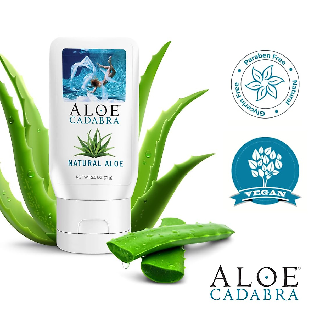 Aloe Cadabra Natural Water Based Personal Lubricant and Vaginal Moisturizer, Organic Aloe Lube, Non-Staining, pH Balanced (Unscented 2.5 Oz, 3 Pack)