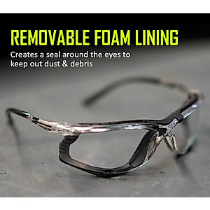 MAGID Gemstone Onyx Sporty Foam Lined Safety Glasses, 1 Pair, Gray Polycarbonate Lenses, Black Frame