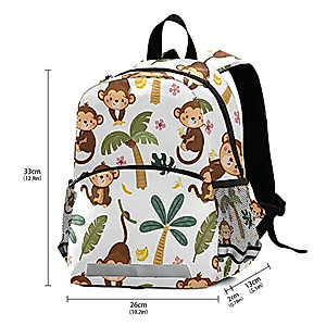 ZOEO Toddlers Backpack Kids Monkey Banana Tree Cartoon Childish Bookbag for Boys Girls 3-6 Years Children Preschool Kindergarten Cute Mini Waterproof Shoulder Bags with Adjustable Straps Daypack