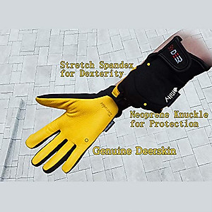SKYDEER High-Performance HydraHyde Gardening Leather Work Gloves with Soft Deerskin Leather Palm and Water-Resistance Back for Men and Women (SD2250/L)