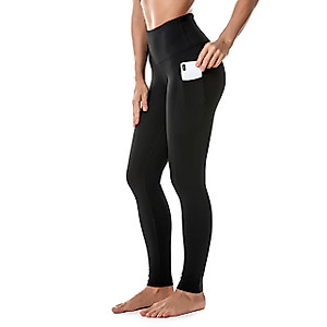 Ritiriko Women's Yoga Pants High Waisted Crop Workout Running Leggings with Side Pocketed Tummy Control