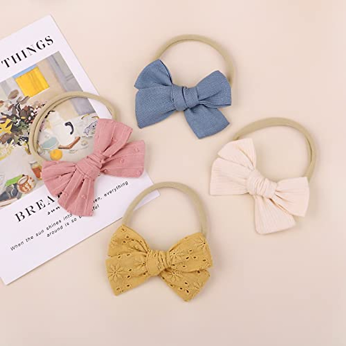 jollybows 12pcs Baby Girls Hair Bows Nylon Elastic Headband Hair Accessories for Infants Toddlers Newborn