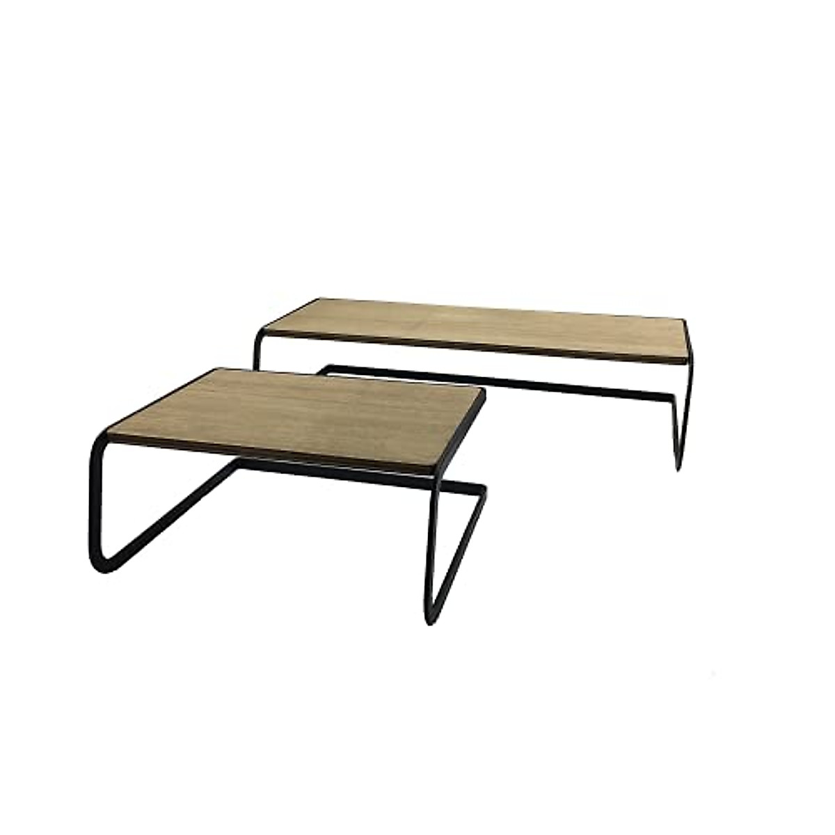 Pantry Shelf Cupboard Organizers Kitchen Cabinet, 2 Tier Stackable Organizers for Counter Pantry Storage Bathroom Bedroom Office Table Desk Space Saving Steel Frame Wooden Board Rust Resistant Black