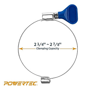POWERTEC 70223 2-1/2 Inch Right Hand Keyed Bridge Hose Clamp, Thumb Screw Key Adjustable Stainless Steel Hose Clamps for Dust Collection, Dust Collector and Dryer Vent Hose, 5 pack
