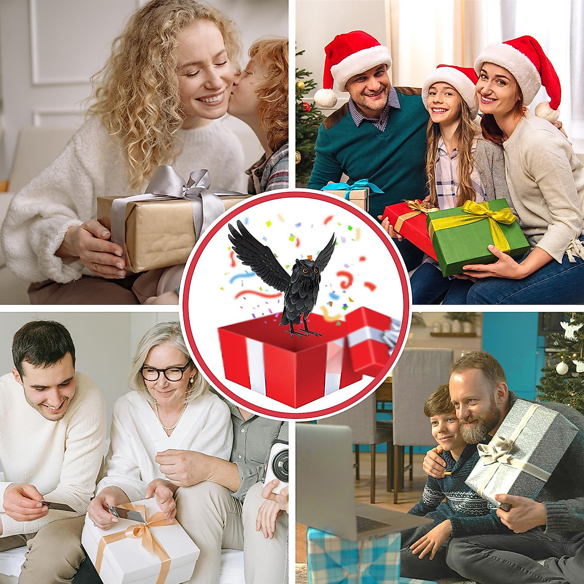 Natelf Solar Owl Decoy Sculptures & Statues Halloween Decoration, Standing Metal Bird Deterrent to Scare Birds Squirrels Away for Outdoor Garden Yard Patio, Black