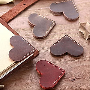 Askfairy 3PCS Leather Heart Bookmark,Heart Page Corner Handmade Bookmark,Cute Handmade Book Reading Gift for Book Lovers