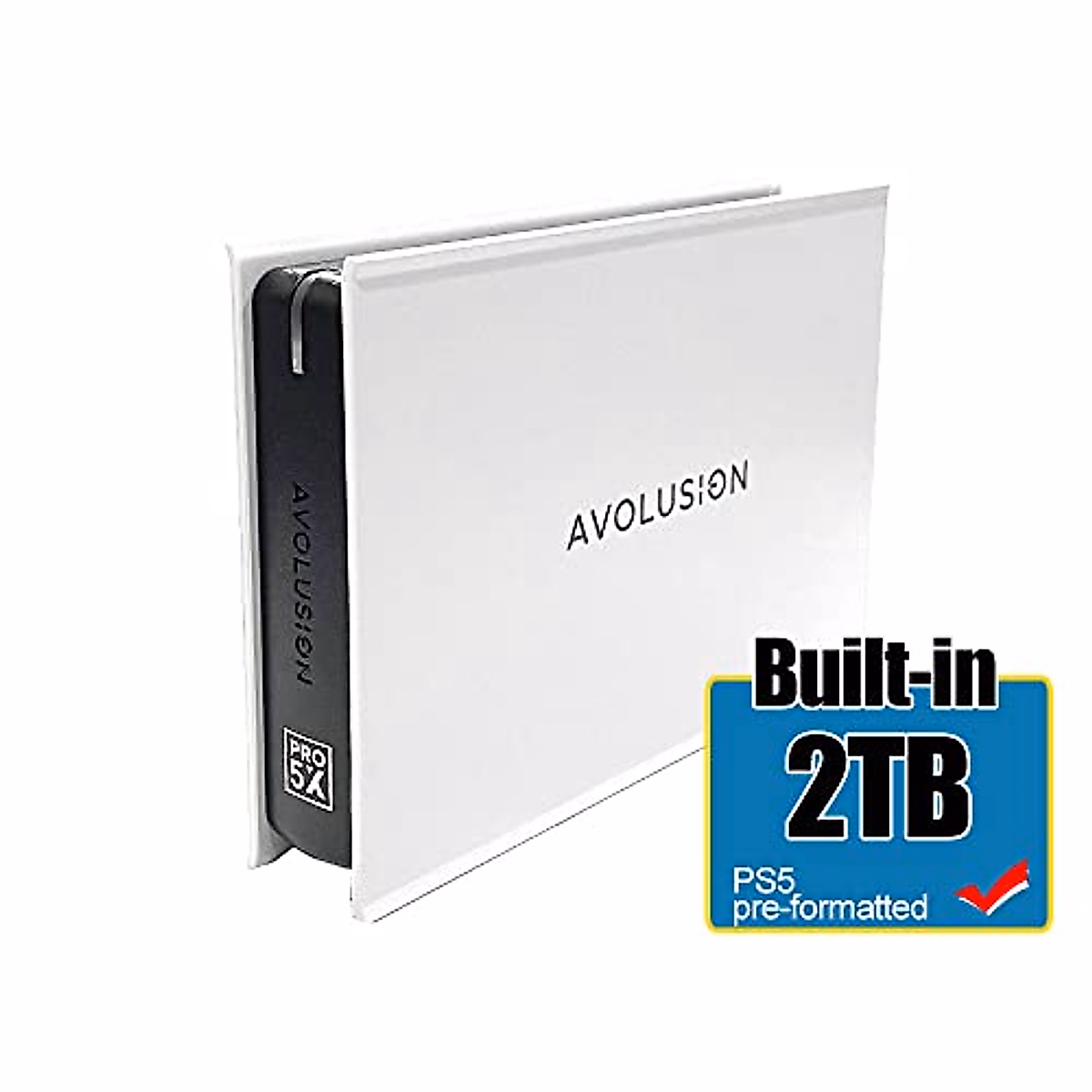 Avolusion Mini Pro-5X 2TB USB 3.0 Portable External Gaming Hard Drive - White (for PS5, Pre-Formatted) - 2 Year Warranty
