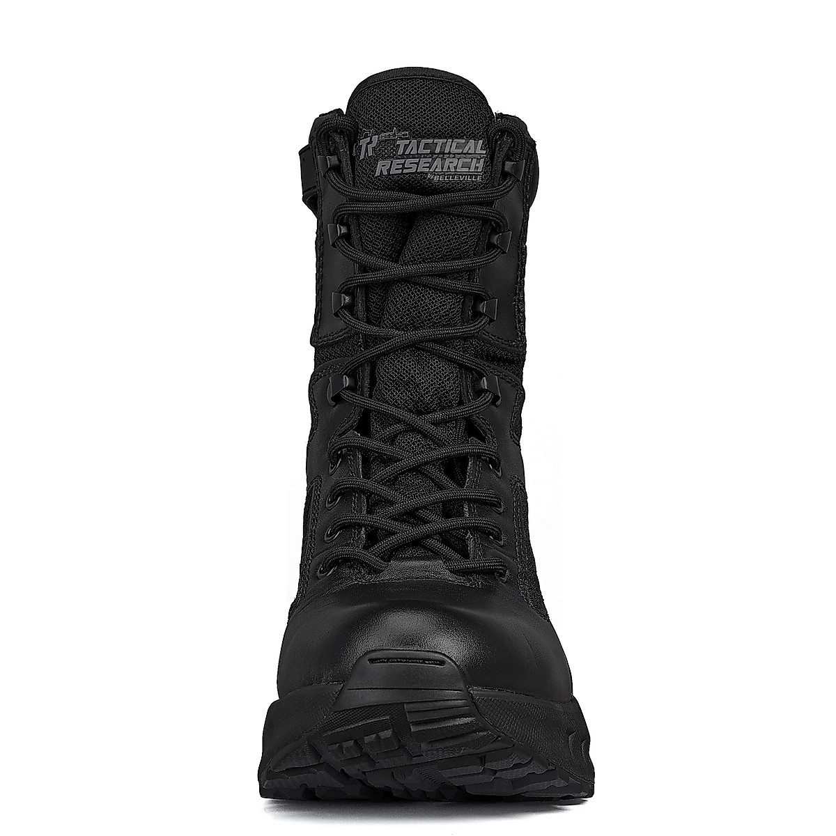 Tactical Research MAXX 8Z 8” Ultra-Cushioned Maximalist Black Tactical Boots for Men with Zipper - Designed for Police, EMS, and Security with Slip-Resistant Vibram Outsole, Black - 12 W
