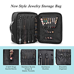 DIMJ Makeup bag and Jewelry Bag for Women, Large Make Up Bag Organizer with Compartments Waterproof Makeup Bag and Jewelry Bag for Women (Black)