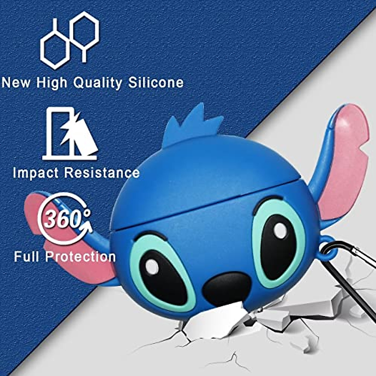 Bevulsel Replacement Case for Airpods 3 Earphone Case Cover Cute Stitc(2021), Funny Fashion Protective Silicone for AirPods Gen 3 Case Accessories Set Kit w/Ring for Teens Girls Kid(Big Ear)