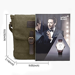 TOPWOLFS Canvas Messenger Bag Small Crossbody Bag Casual Travel Working Tools Bag Shoulder Bag Hold Phone Handset Anti Theft