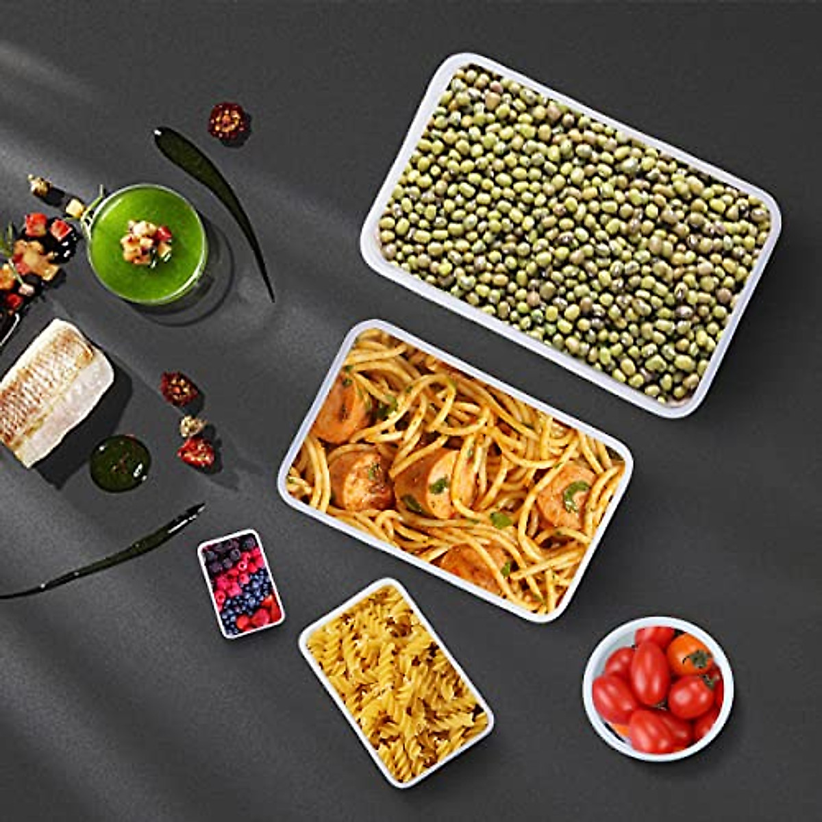 Mengico 4.6 Cup Plastic Food Containers With Lids,10 Pack Food Storage Containers,Rectangle Food Containers,Meal Prep Kitchen Food Organization