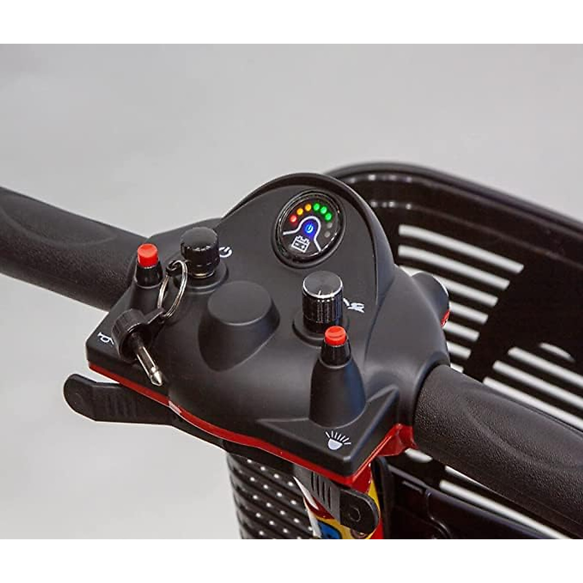 Deluxe Portable Long Range Electric Mobility Scooter, Easy Collapsible 300lbs Weight Capacity Travel Scooter Red