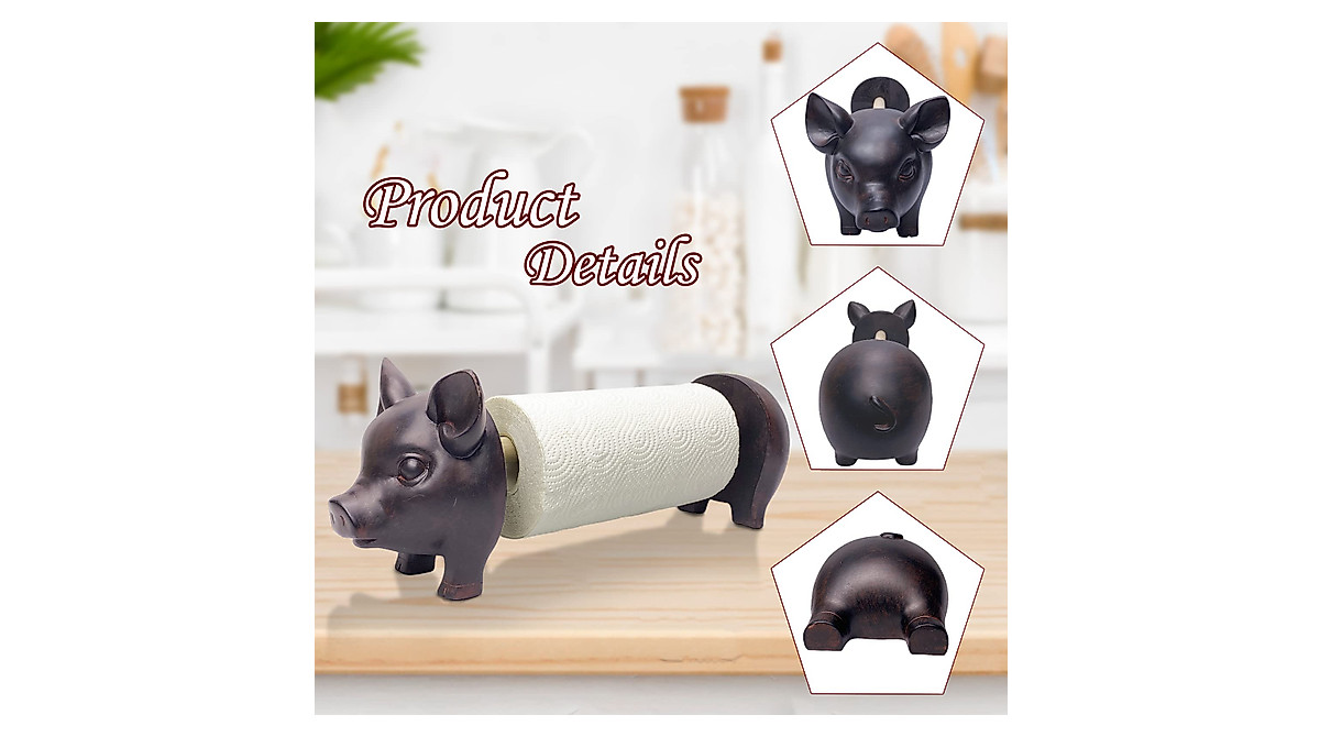 Rustic Pig Paper Towel Holder for Farmhouse Decor
