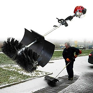 Handheld Floor Sweepers,52cc 2 Stroke 2.3HP Engine Power Sweeping Broom Driveway Turf Lawns Artificial Grass Power Sweeper Street Driveway Lawn Garbage Cleaning Sweeping Machine