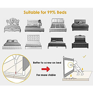 ANGELLOONG Extra Long Bed Rails for Toddlers, Folding Bed Safety Rail for Baby, Crib Guardrail for Kids with Dual Lock (70" - 1 Side only)