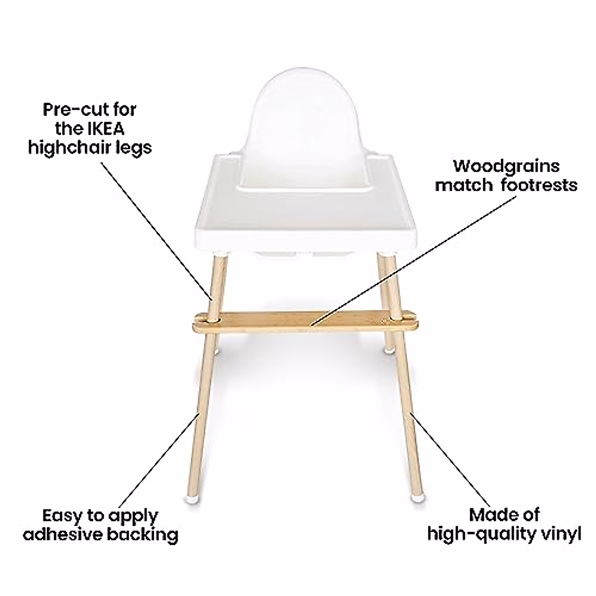 Nibble and Rest Highchair Decorative Leg Wraps, Bamboo Style, Compatible with IKEA Antilop Highchair, Includes 4 Pre-Cut Adhesive Strips