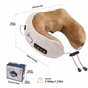 EEZEE Neck Massage Pillow with 3 Vibrating Modes for Neck, Back and Leg Relax and Support, Travel Neck Pillow with Heat U-Shaped Memory Foam Pillow for Home Office Airplane Car